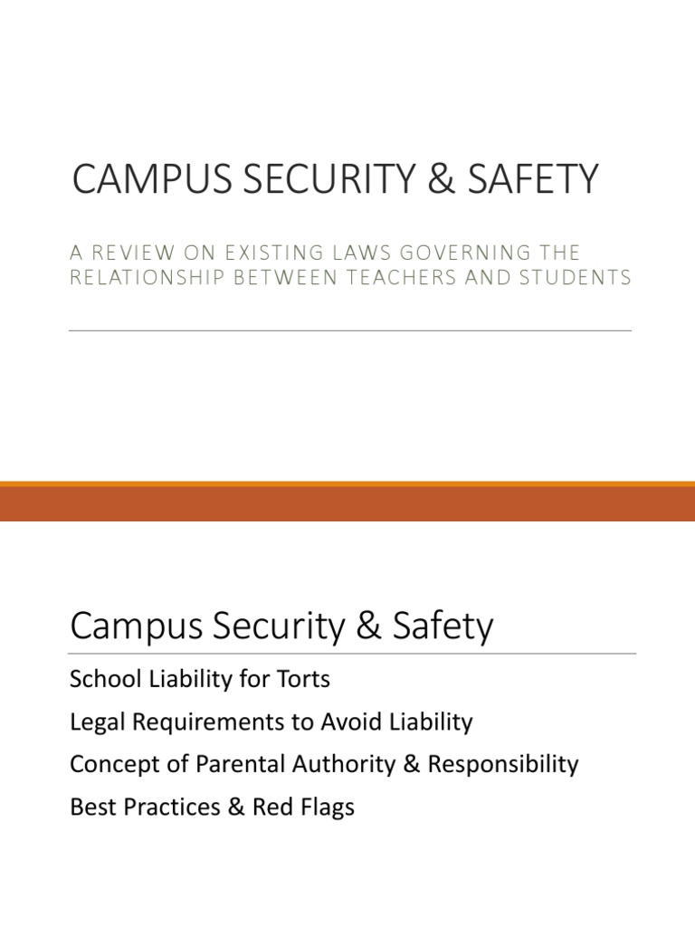 Campus Security Safety A Review On Existing Laws Governing The
