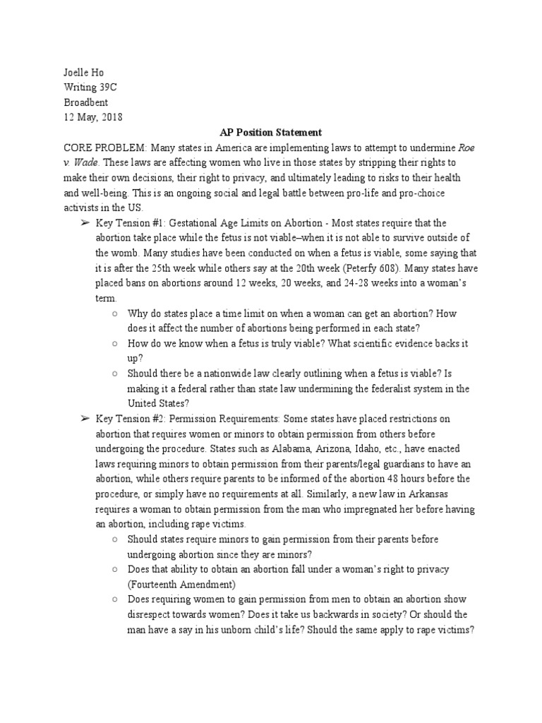 AP Position Statement | PDF | Abortion | Applied Ethics