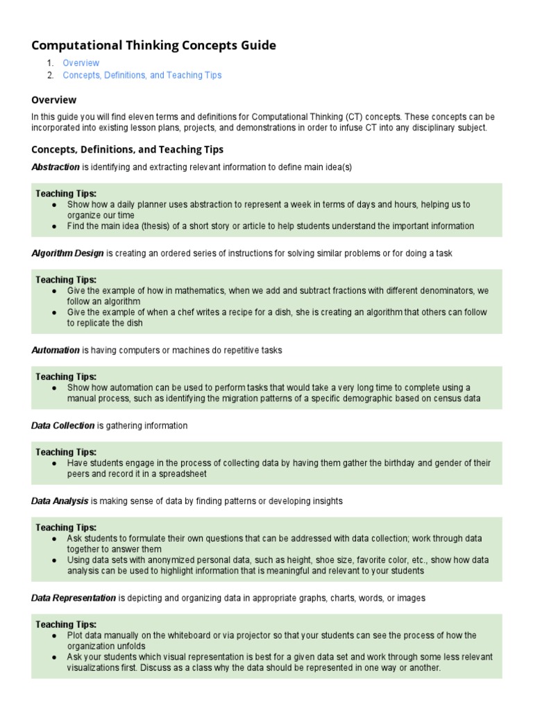 Computational Thinking Concepts Guide | Download Free PDF | Data | Algorithms