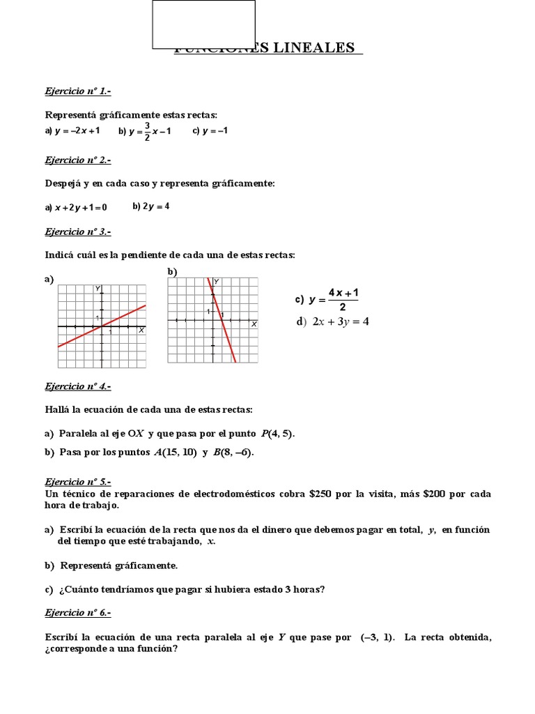 Ejercicios Funciones Lineales | PDF
