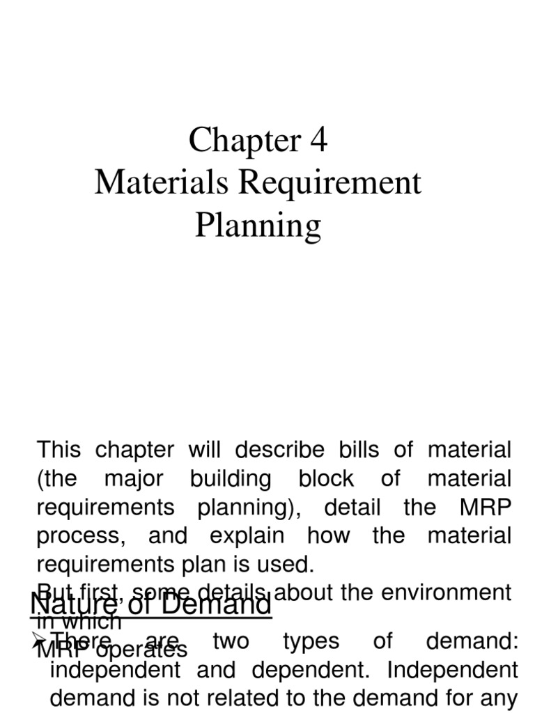 Materials Requirement Planning | PDF | Economic Sectors | Supply Chain ...