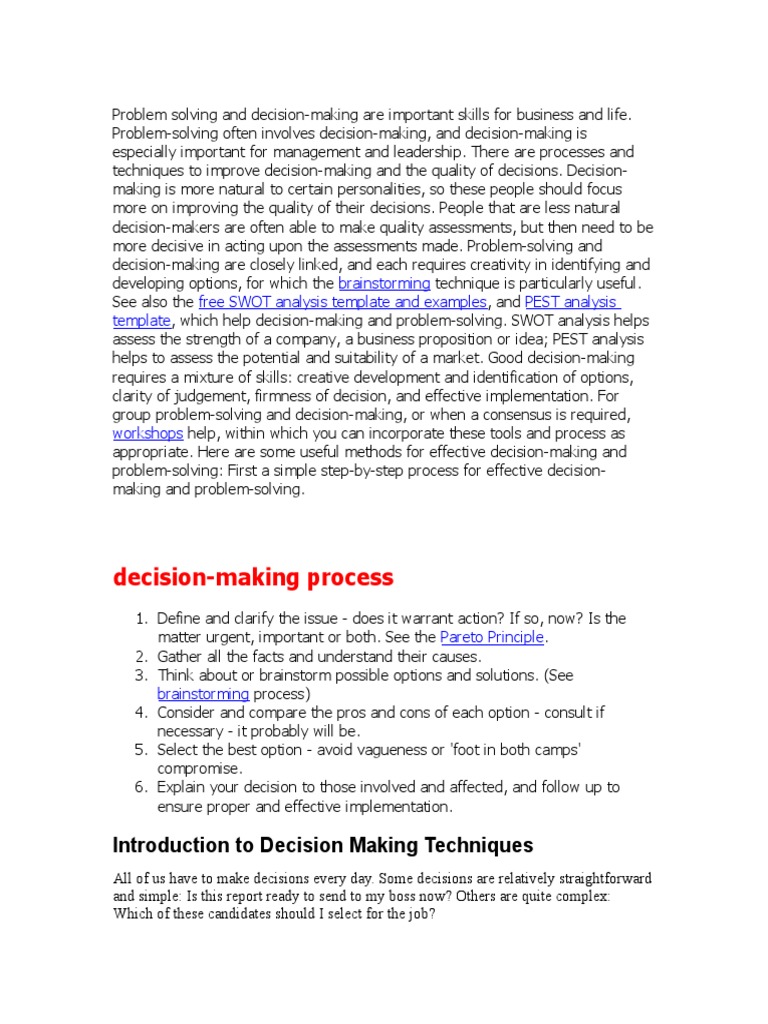Decision Making Process | PDF