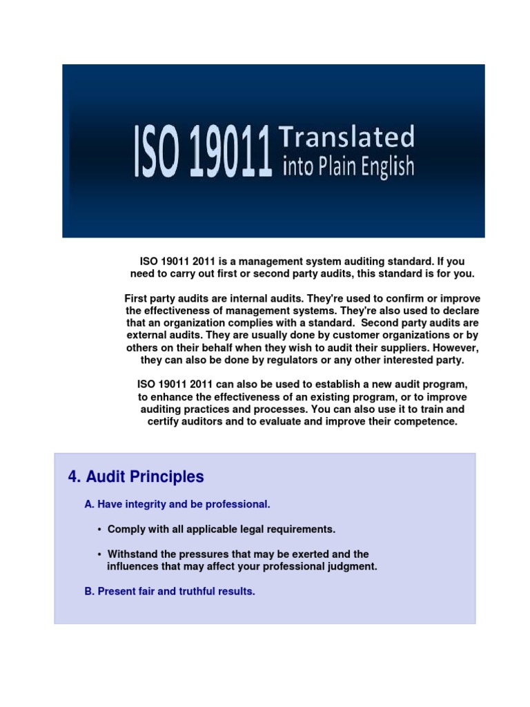 ISO 19011 2011 Is A Management System Auditing Standard | PDF | Auditor's Report | Audit