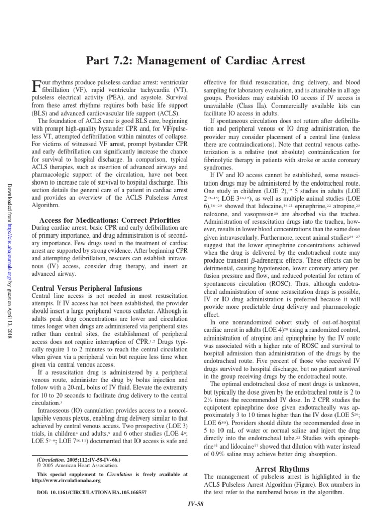 Management of Cardiac Arrest | PDF | Cardiopulmonary Resuscitation ...