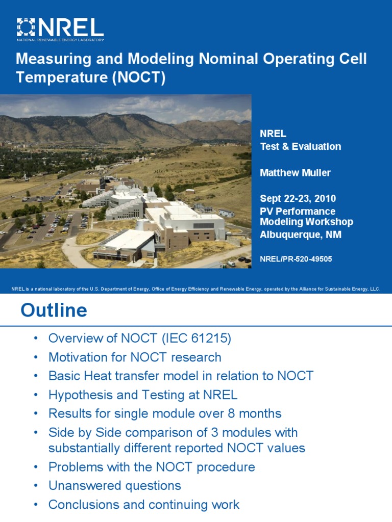 Measuring and Modeling Nominal Operating Cell Temperature (NOCT ...