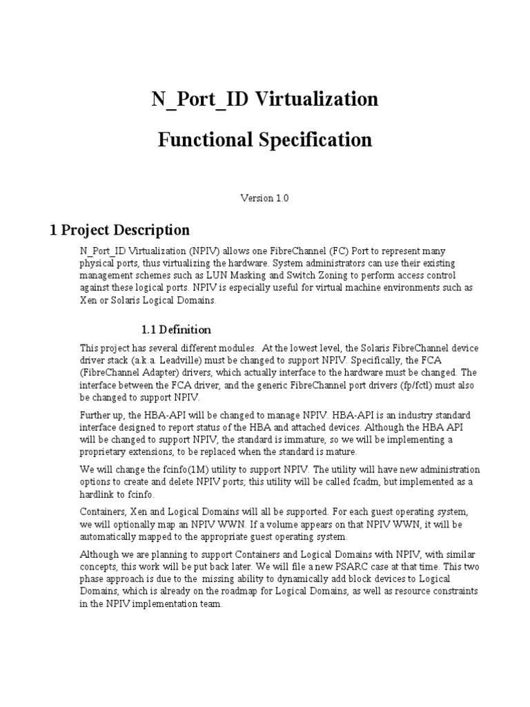 NPIV Func Spec | PDF | Device Driver | Application Programming Interface