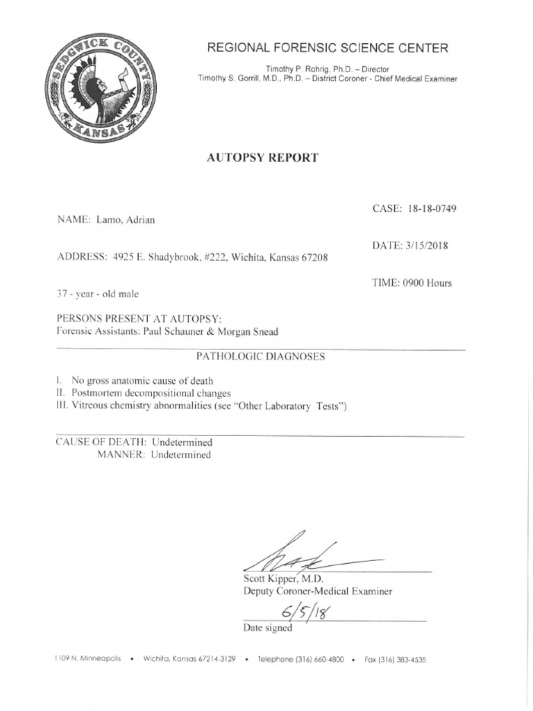 Adrian Lamo Autopsy Report | PDF