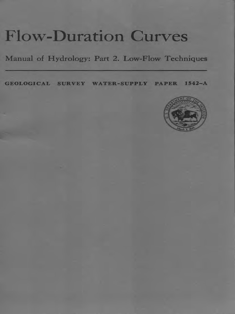 Flow-Duration Curves: Manual of Hydrology: Part 2. Low-Flow Techniques ...