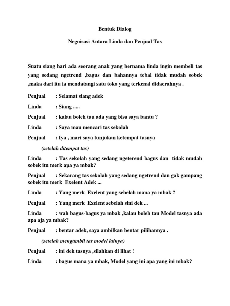 Bentuk Dialog Teks Negoisasi | PDF