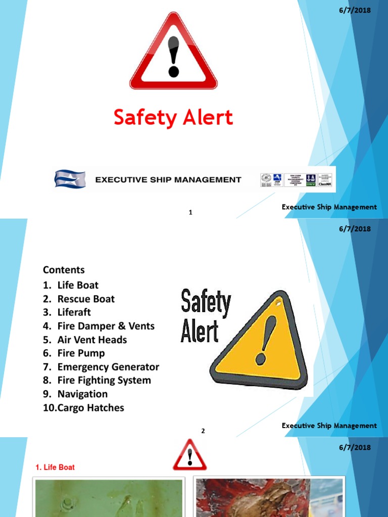 Safety Alert: Executive Ship Management 1 | PDF | Firefighting | Ships