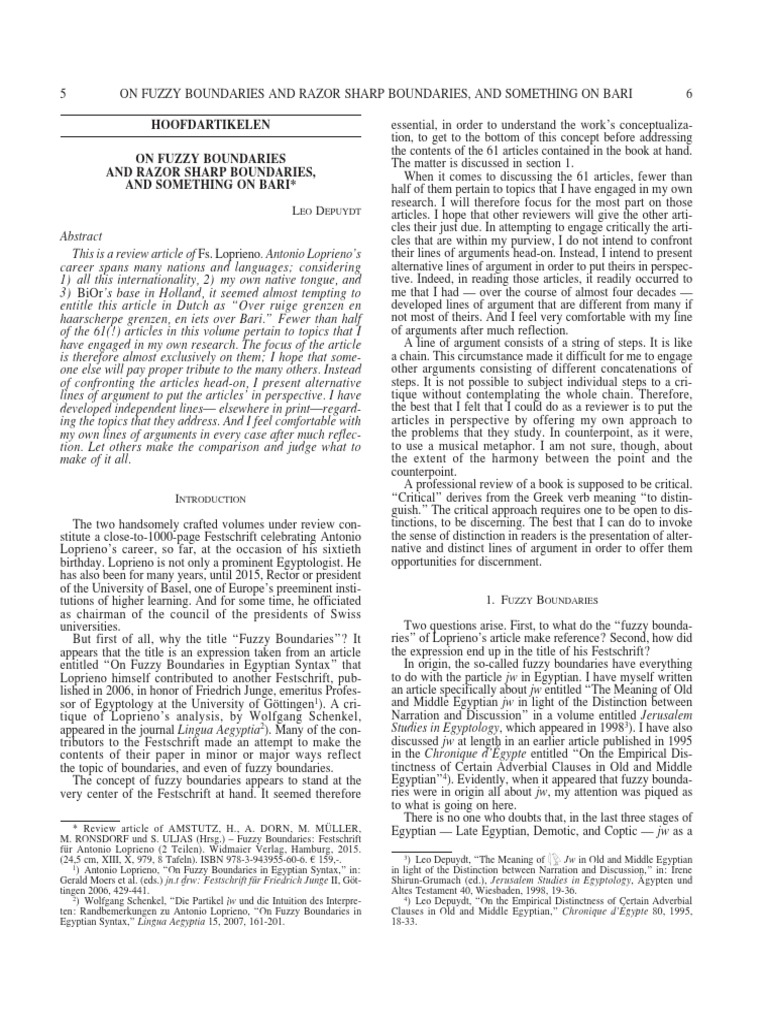 Fuzzy Boundaries in Egyptian Syntax | PDF | Sentence (Linguistics) | Clause