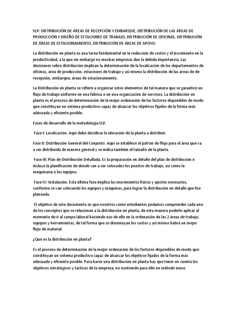 SLP | PDF | Distribución (comercial) | Planificación