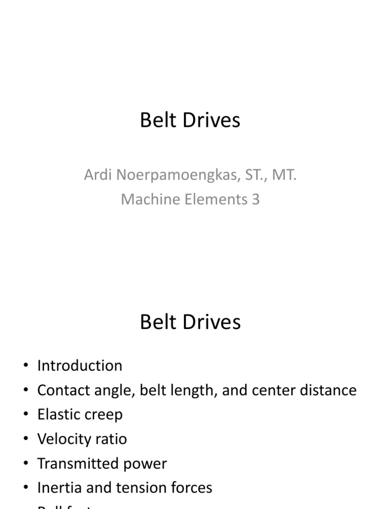Machine Elements 3-Belt Drives | PDF | Belt (Mechanical) | Mechanical ...