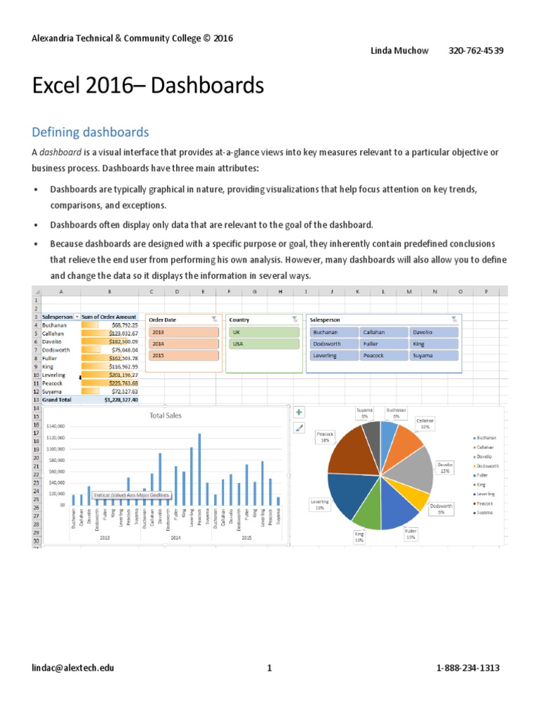 Advanced Excel - Excel 2016 Dashboards | PDF | Software | Computing