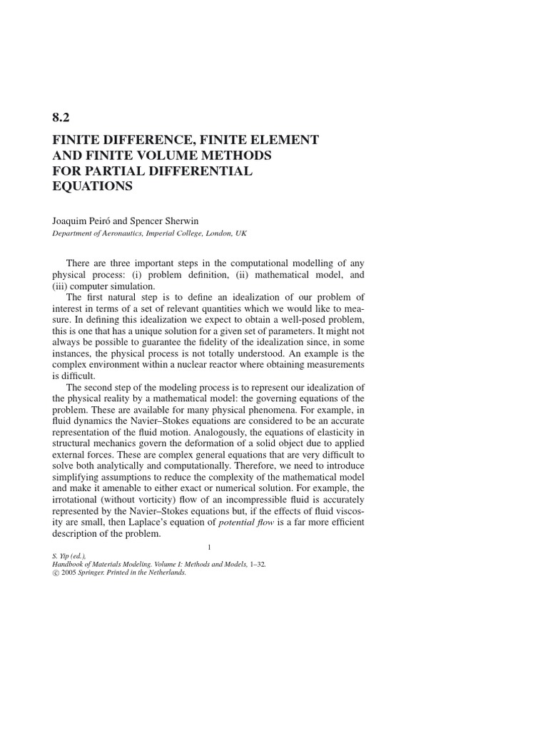 8.2 Finite Difference, Finite Element and Finite Volume Methods For ...