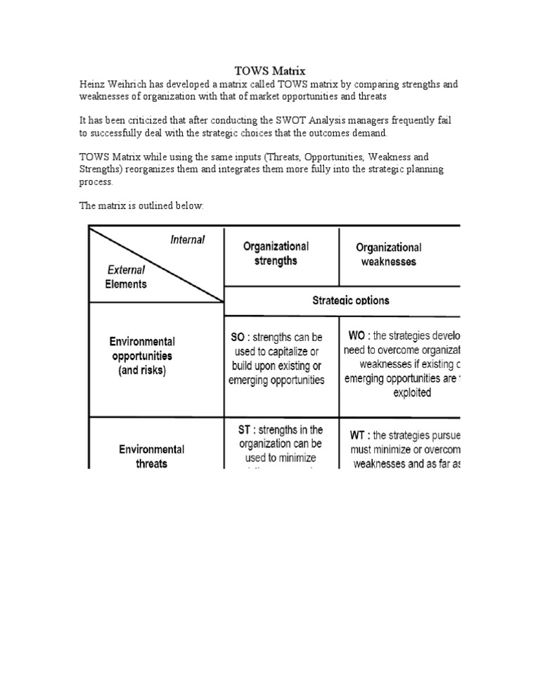 TOWS Matrix | PDF