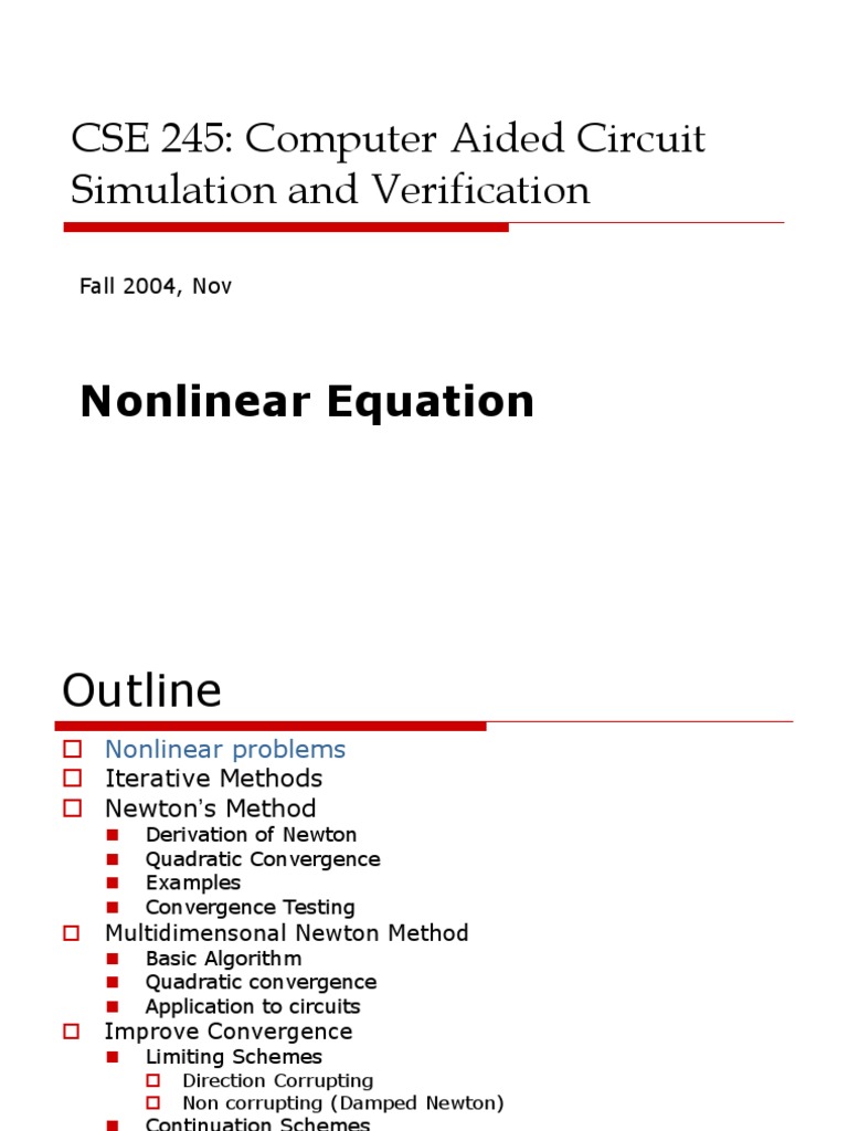 CSE 245: Computer Aided Circuit Simulation and Verification: Nonlinear Equation | PDF ...