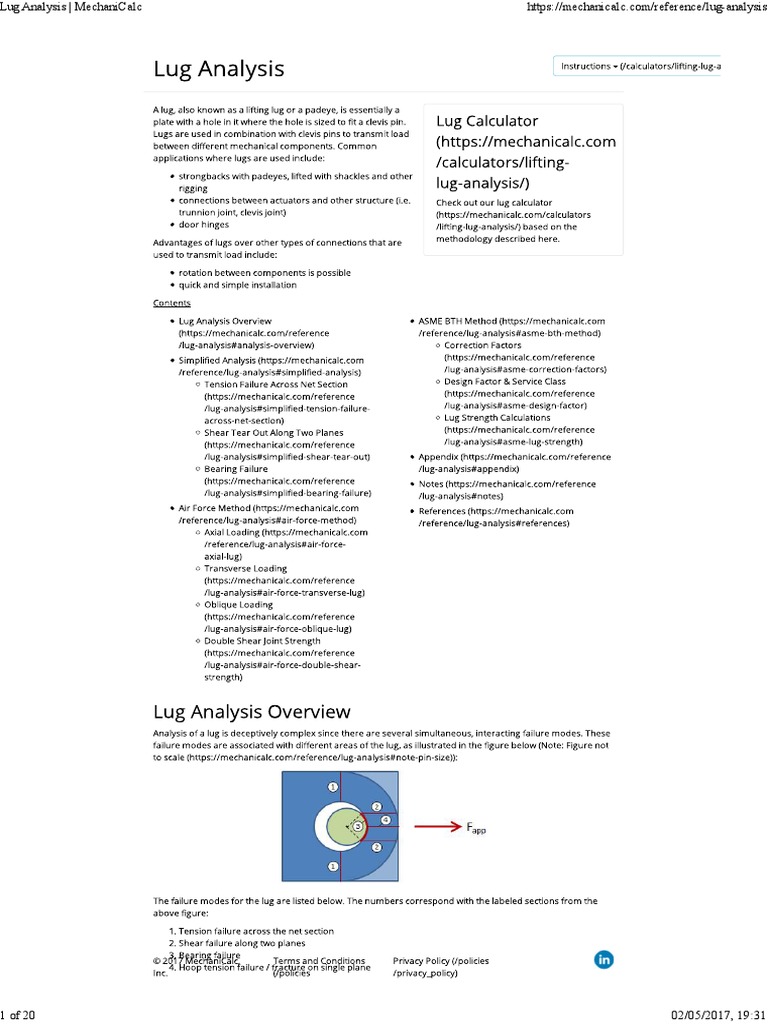 Lug Analysis Guide MechaniCalc | PDF
