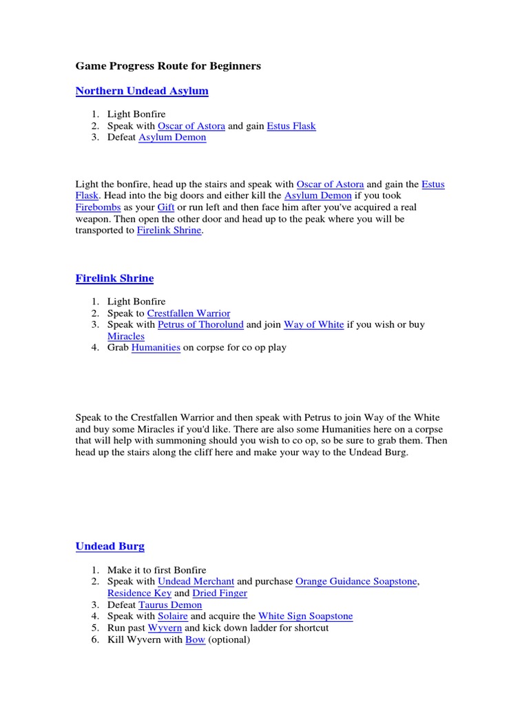 Northern Undead Asylum: Game Progress Route For Beginners | PDF ...