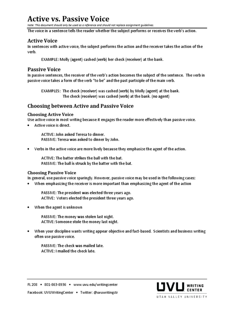 Active vs. Passive Voice | PDF | Verb | Syntactic Relationships