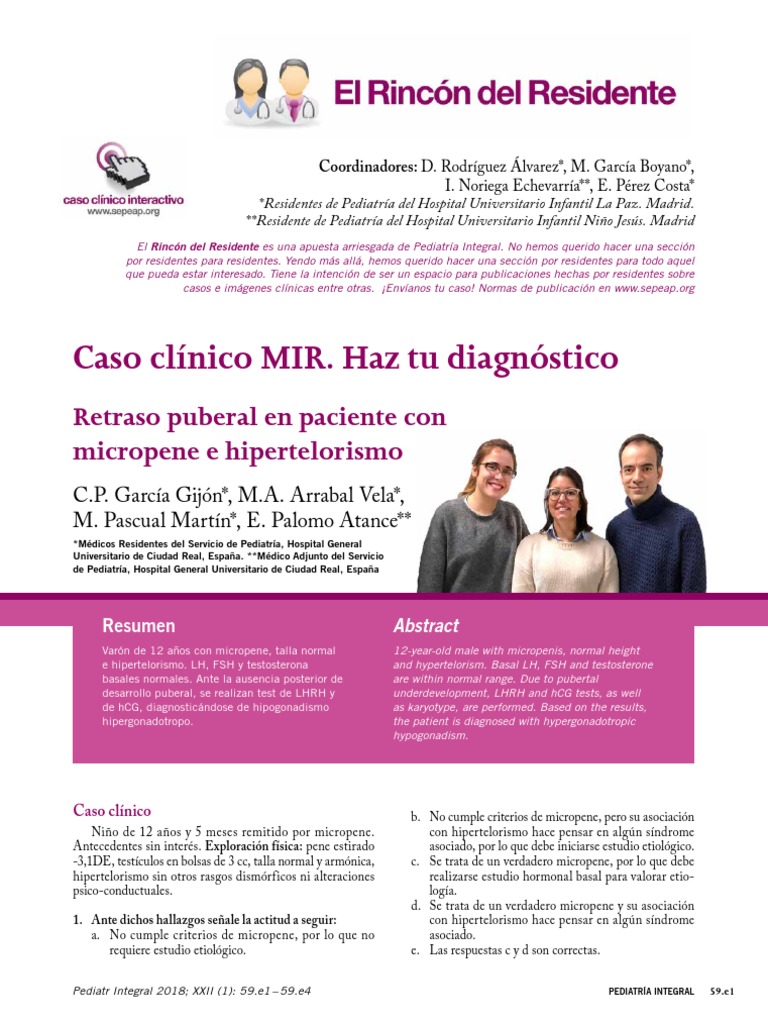 Retraso Puberal en Paciente Con Micropene e Hipertelorismo | PDF ...