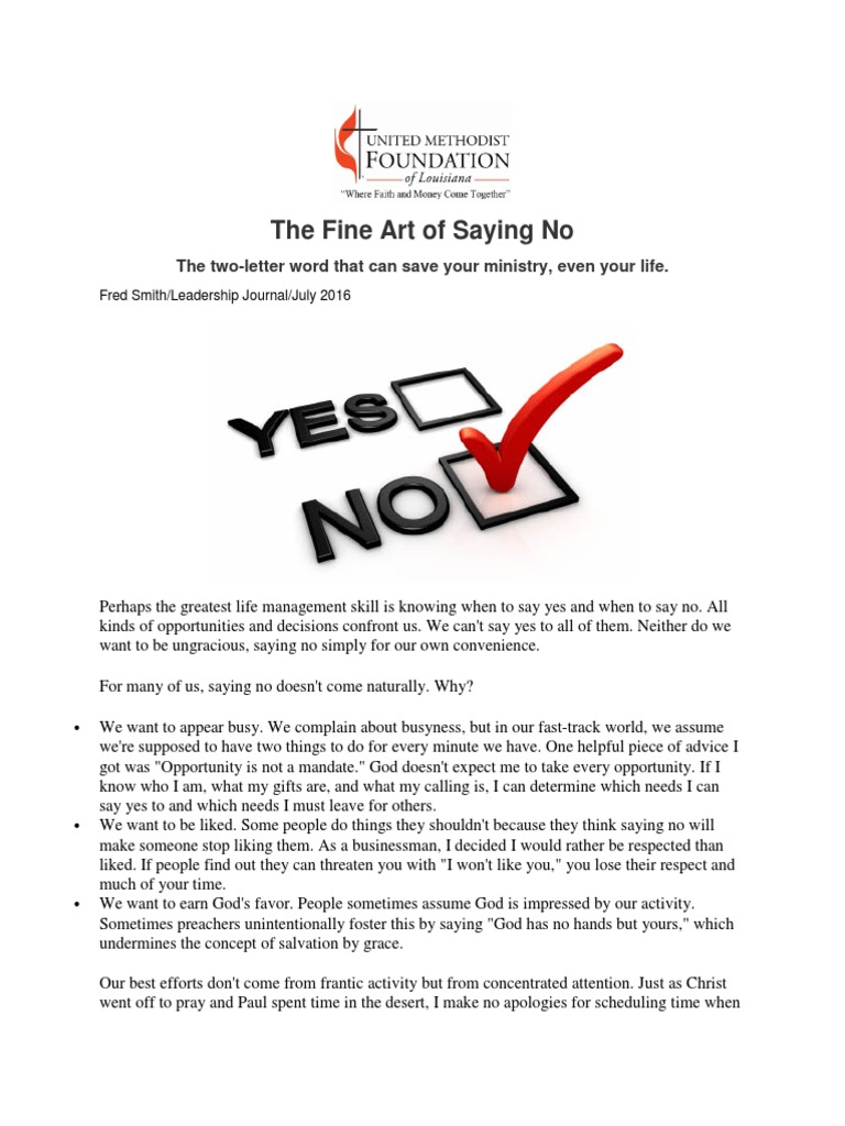 The Fine Art of Saying No | PDF