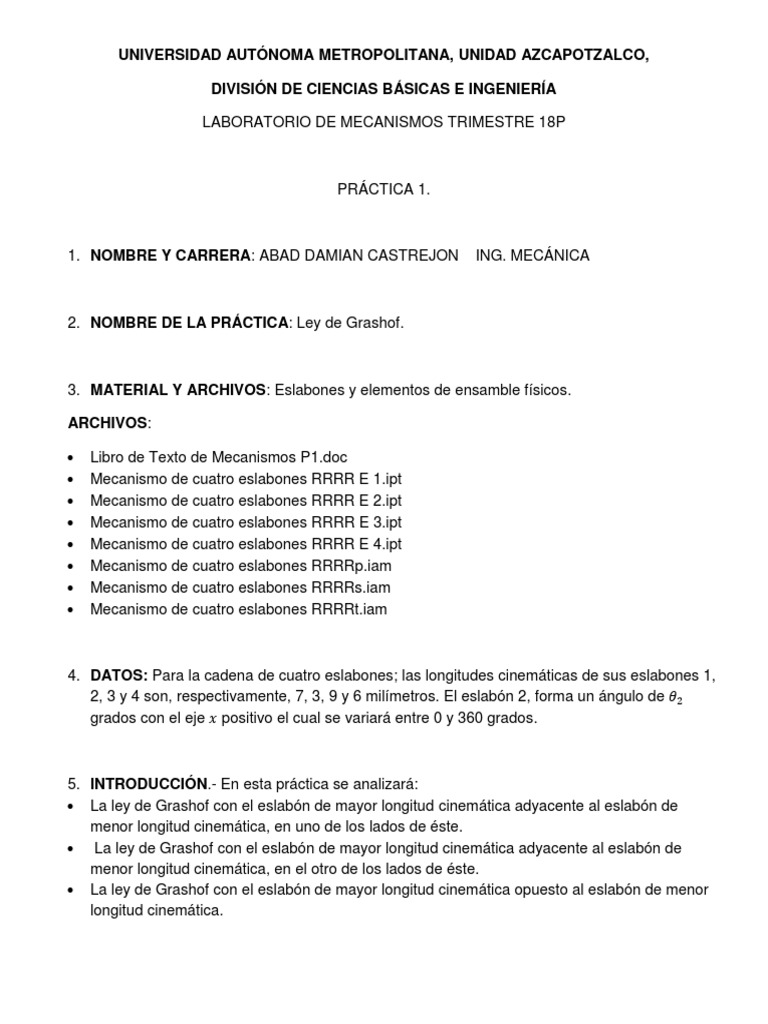 Ley de Grashof en Mecanismos RRRR | PDF | Movimiento (física) | Cinemática