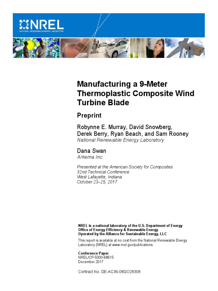 Nrel Report | PDF | Composite Material | Wind Turbine
