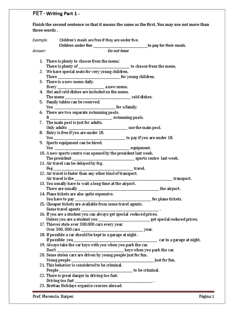 Pet Writing Part 1 | PDF