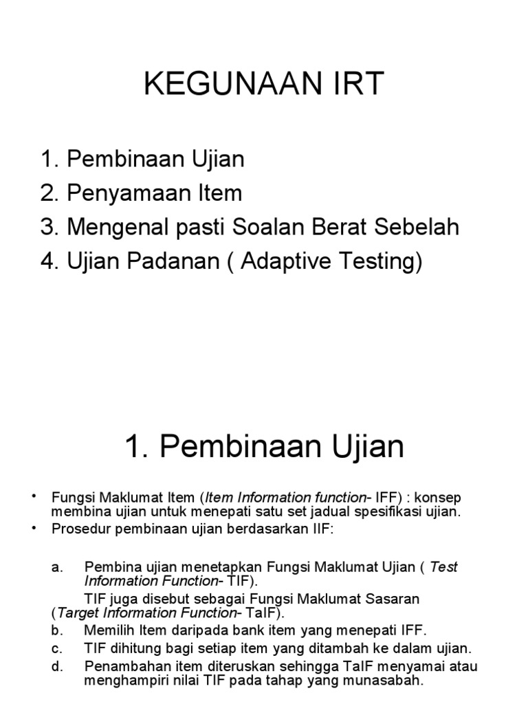 Kegunaan Irt | PDF