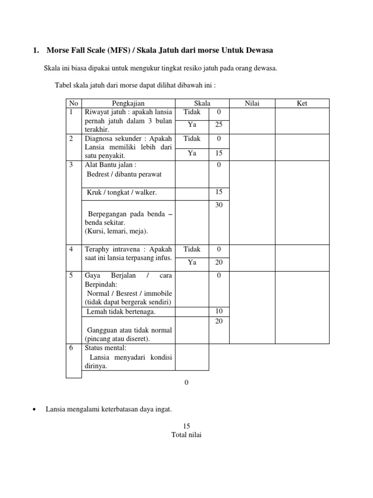 Skala Resiko Jatuh pada Lansia | PDF