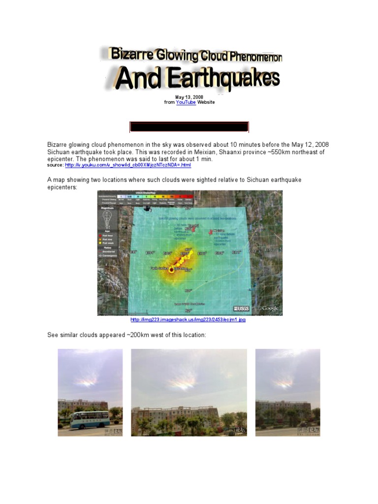 Earthquake Glowing Clouds | PDF | Physical Phenomena | Physics