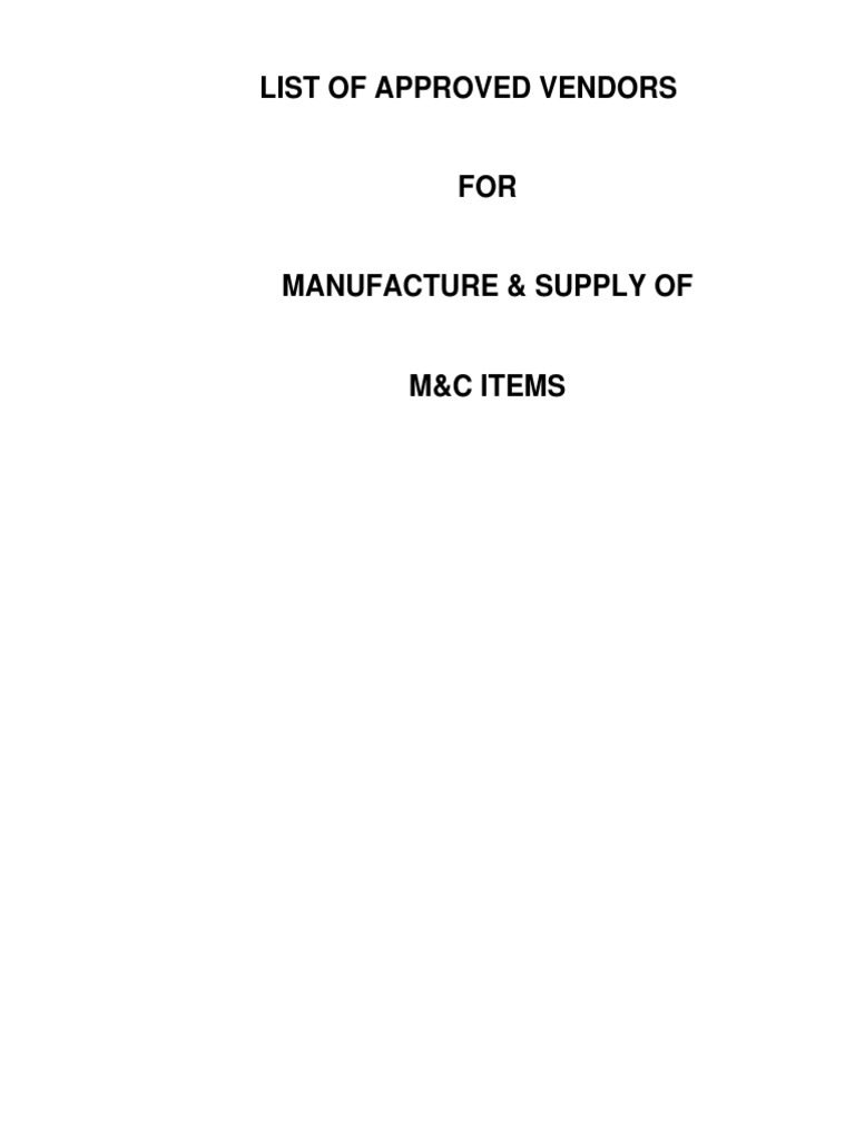 List of Approved Vendors | PDF | Welding | Construction