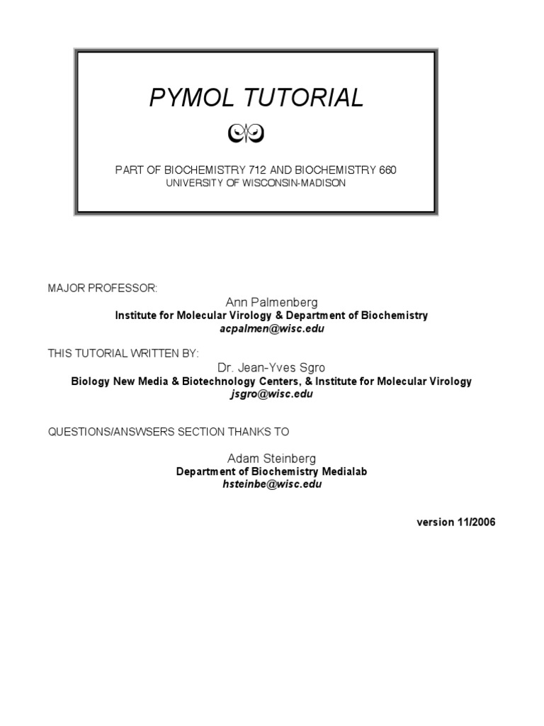Pymol Tutorial: Part of Biochemistry 712 and Biochemistry 660 | PDF ...
