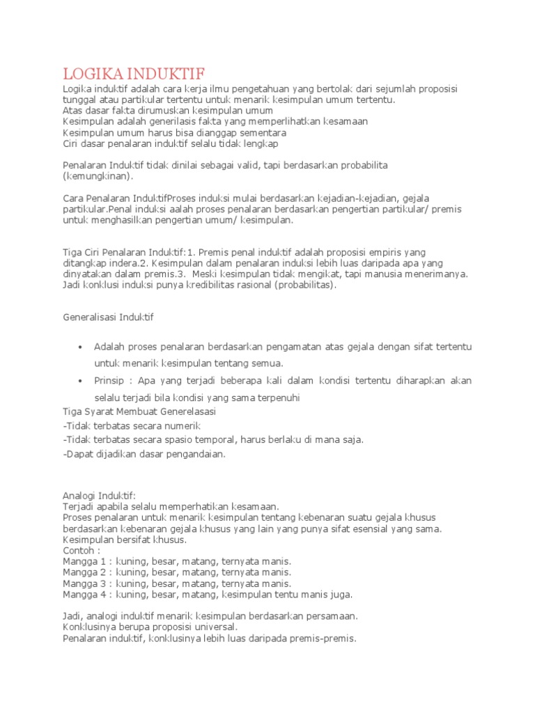 Logika Induktif dan Deduktif | PDF
