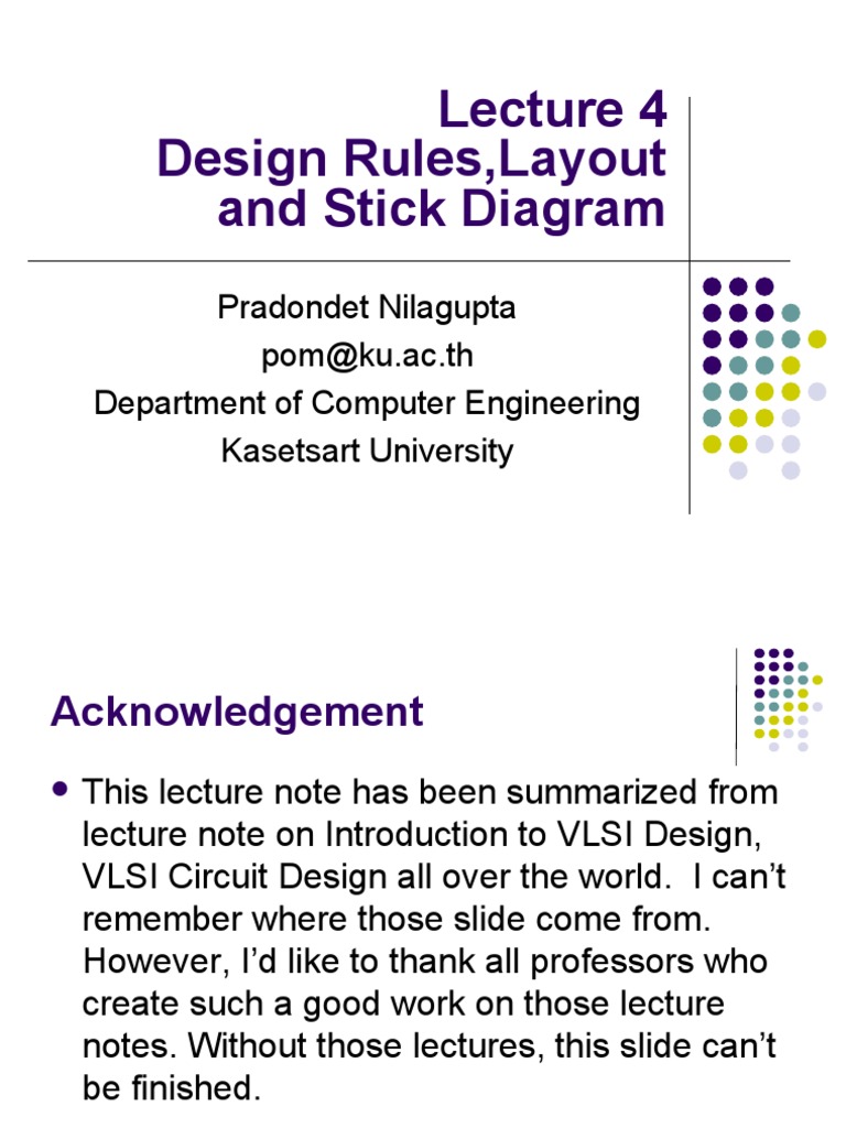 Lecture 4 Design Rules, Layout and Stick Diagram | PDF | Integrated ...