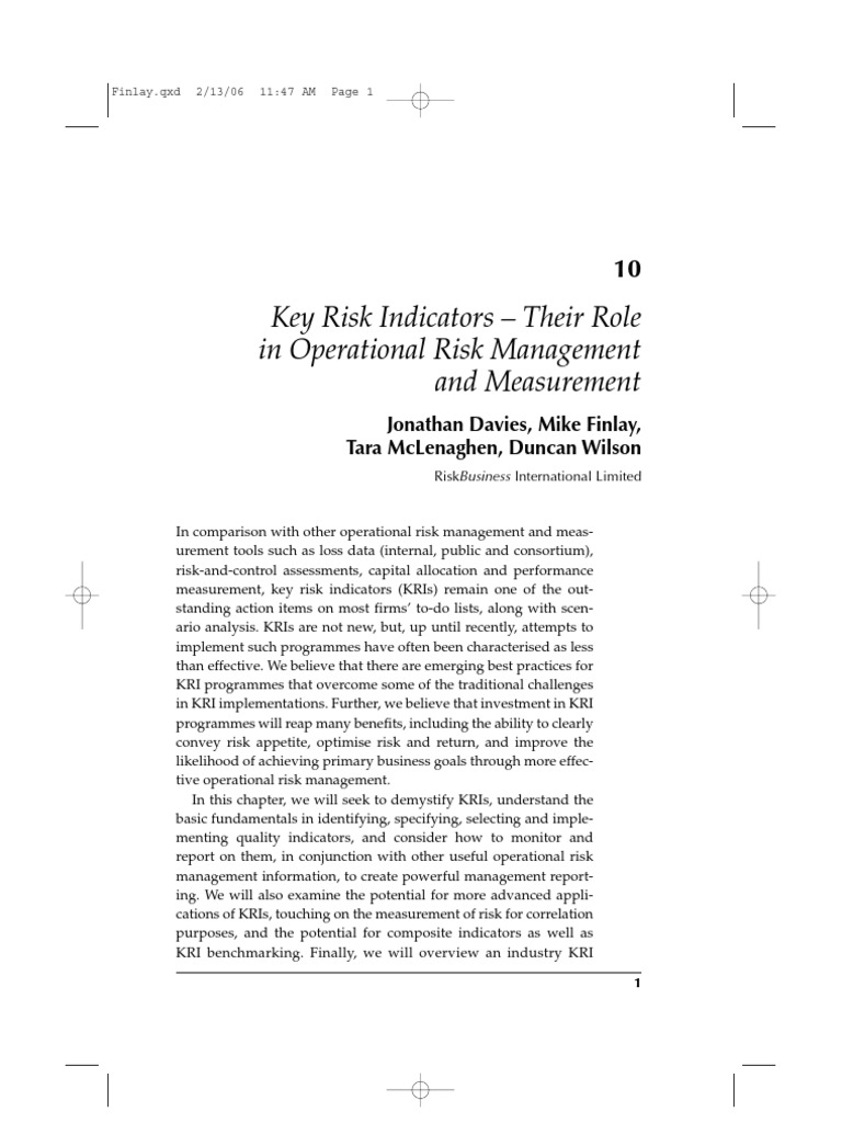 KRI's Role in Operational Risk Management | PDF | Operational Risk | Risk