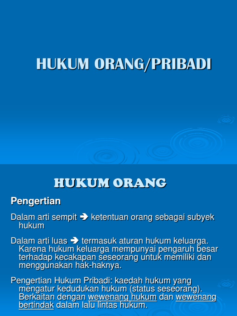 Hukum Orang dan Status Hukum Pribadi | PDF
