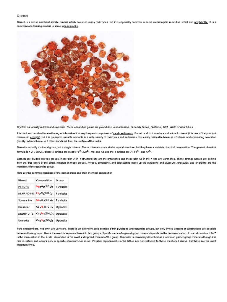 Garnet - Rock-Forming Minerals | PDF | Minerals | Rock (Geology)