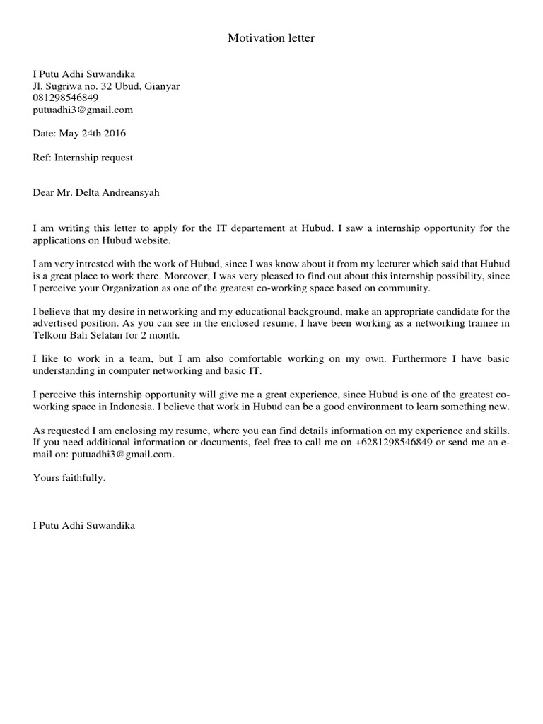 Motivation Letter | PDF