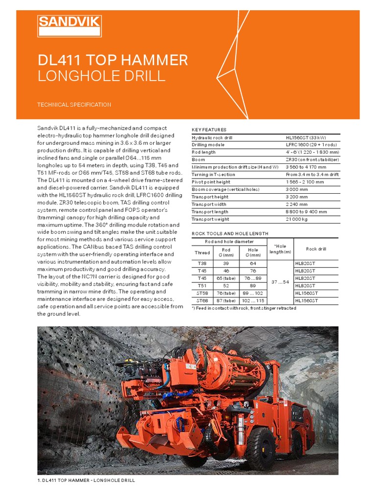Sandvik DL411 PDF | PDF | Drill | Drilling