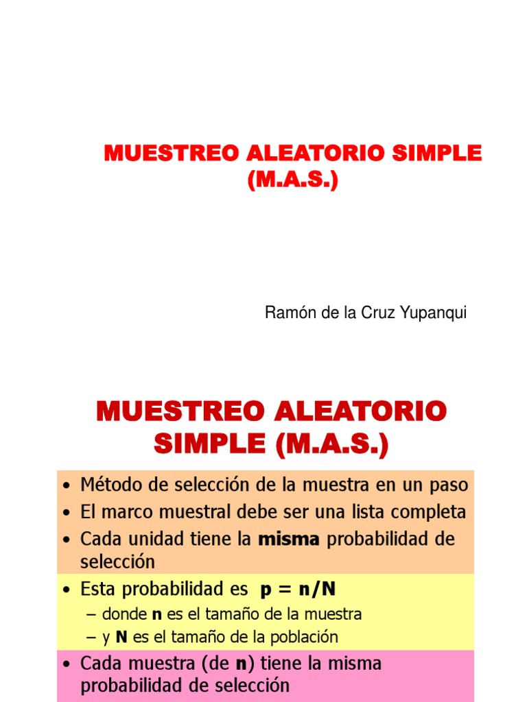 Muestreo Aleatorio Simple | PDF | Muestreo (Estadísticas) | Estimador