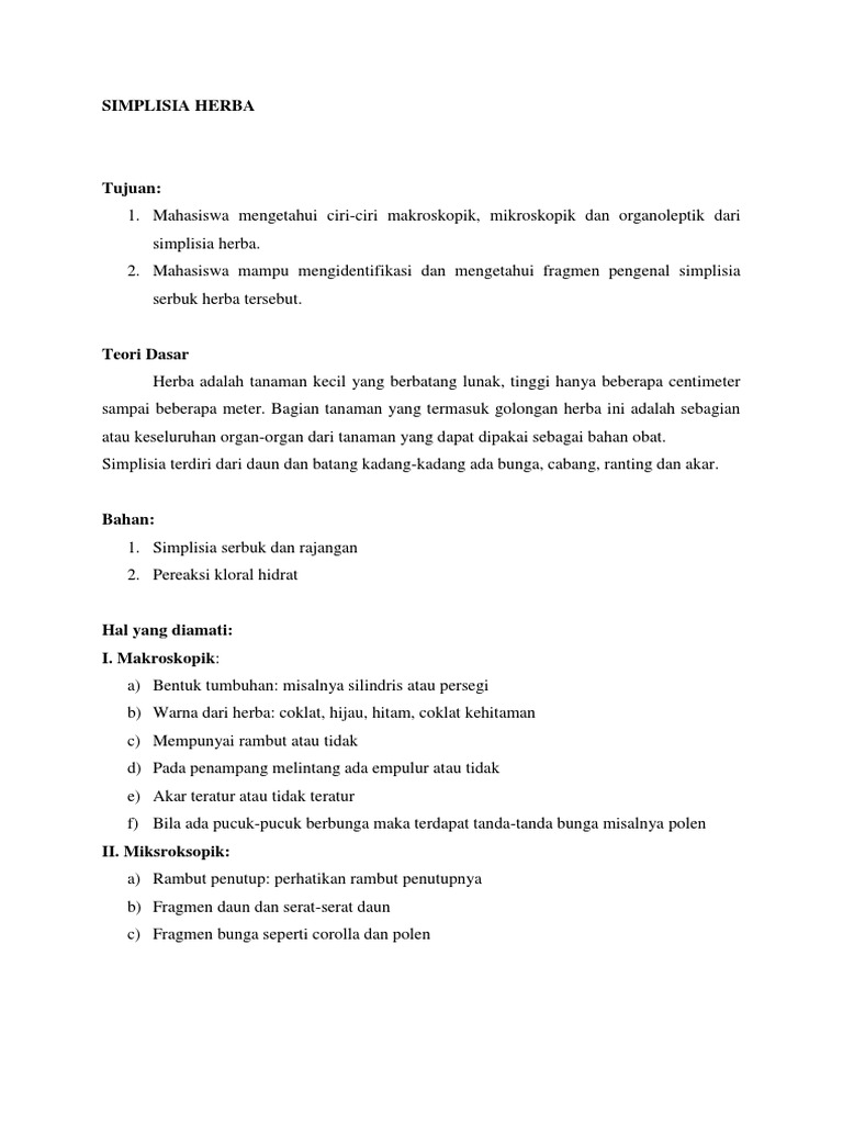 Penuntun Farmakognosi Herba-1 PDF | PDF | Griya & Taman | Sains ...
