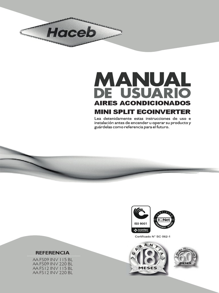 Manual Usuario Mini Splits Inverter | PDF | Aire acondicionado | Calor