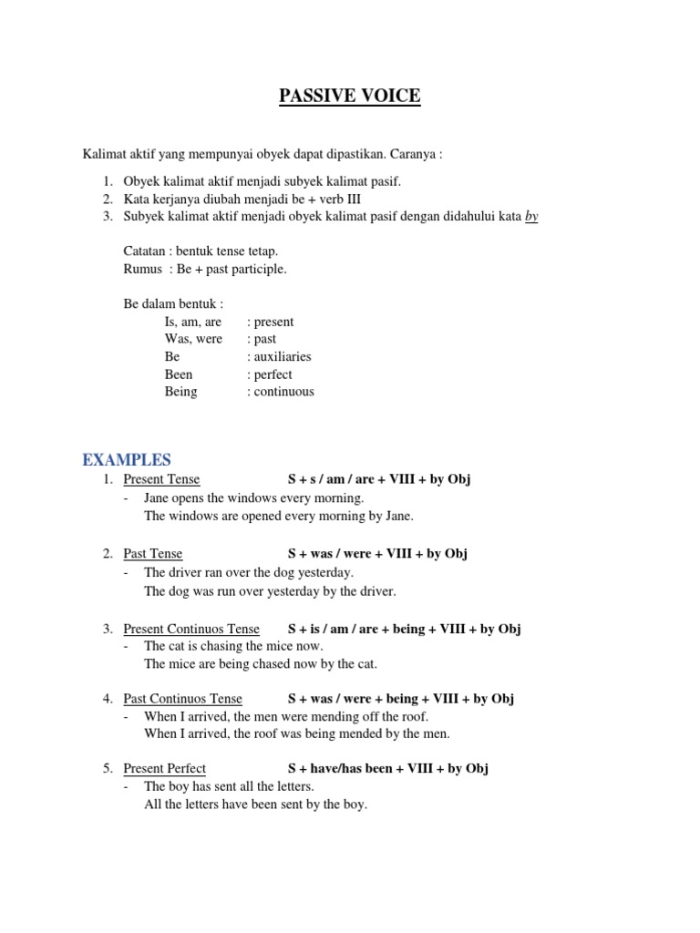 Passive Voice: Examples | PDF | Grammatical Tense | Perfect (Grammar)