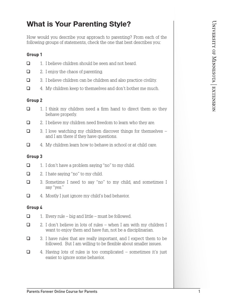 Parenting Style Self-Assessment | PDF | Parenting | Relationships