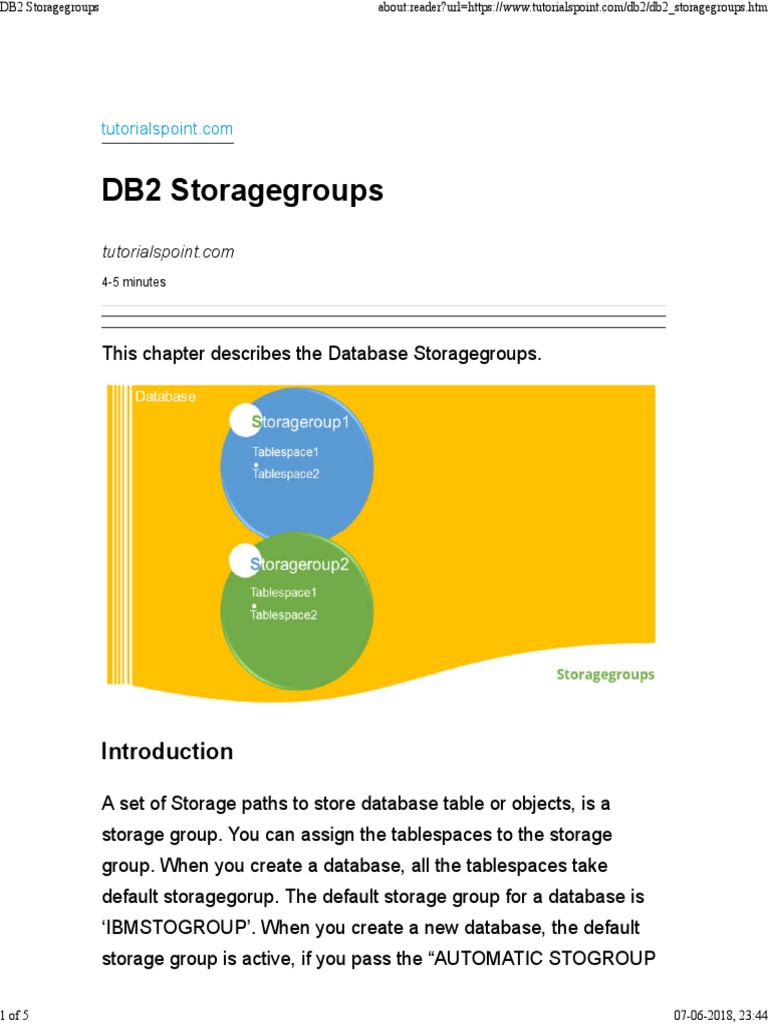 DB2 Storagegroups | PDF | Ibm Db2 | Databases