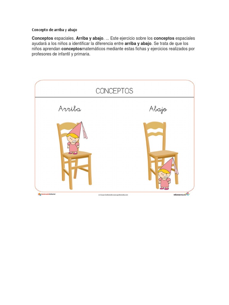 Conceptos Espaciales: Arriba y Abajo para Niños | PDF | Artes del ...
