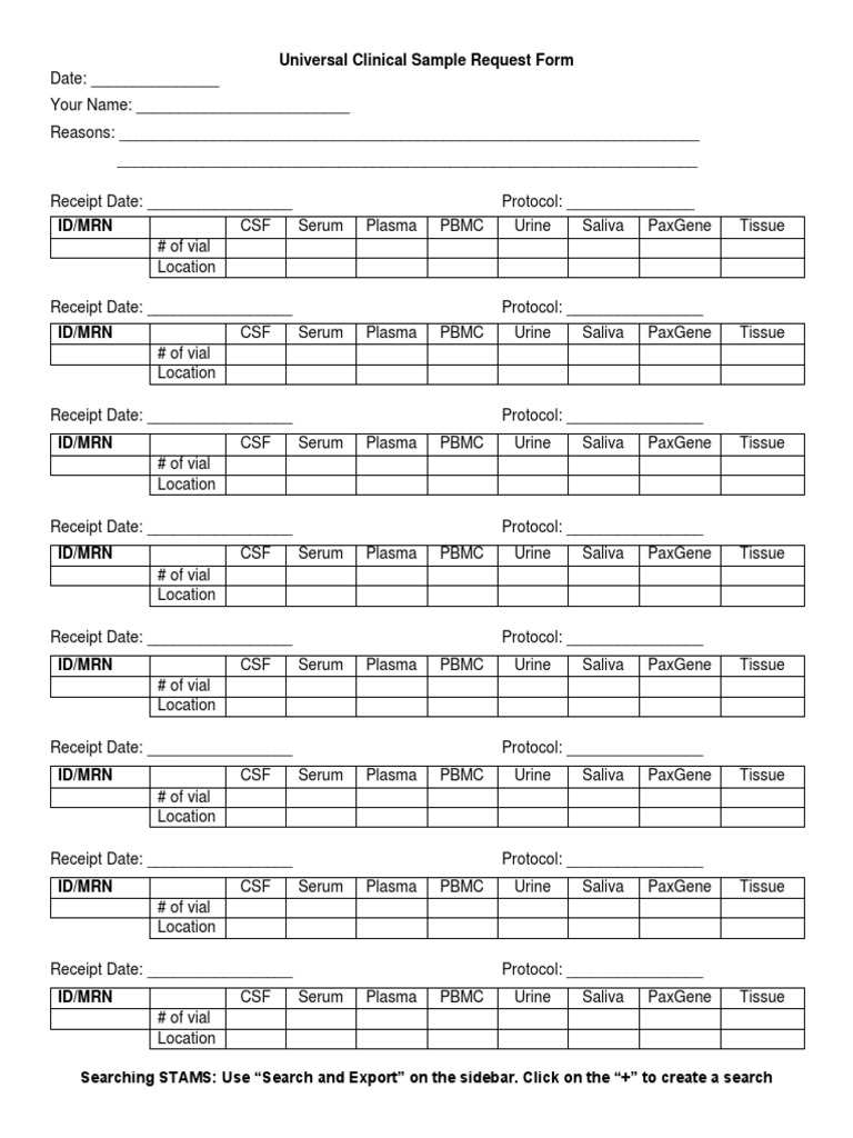 Universal Clinical Sample Request Form | PDF