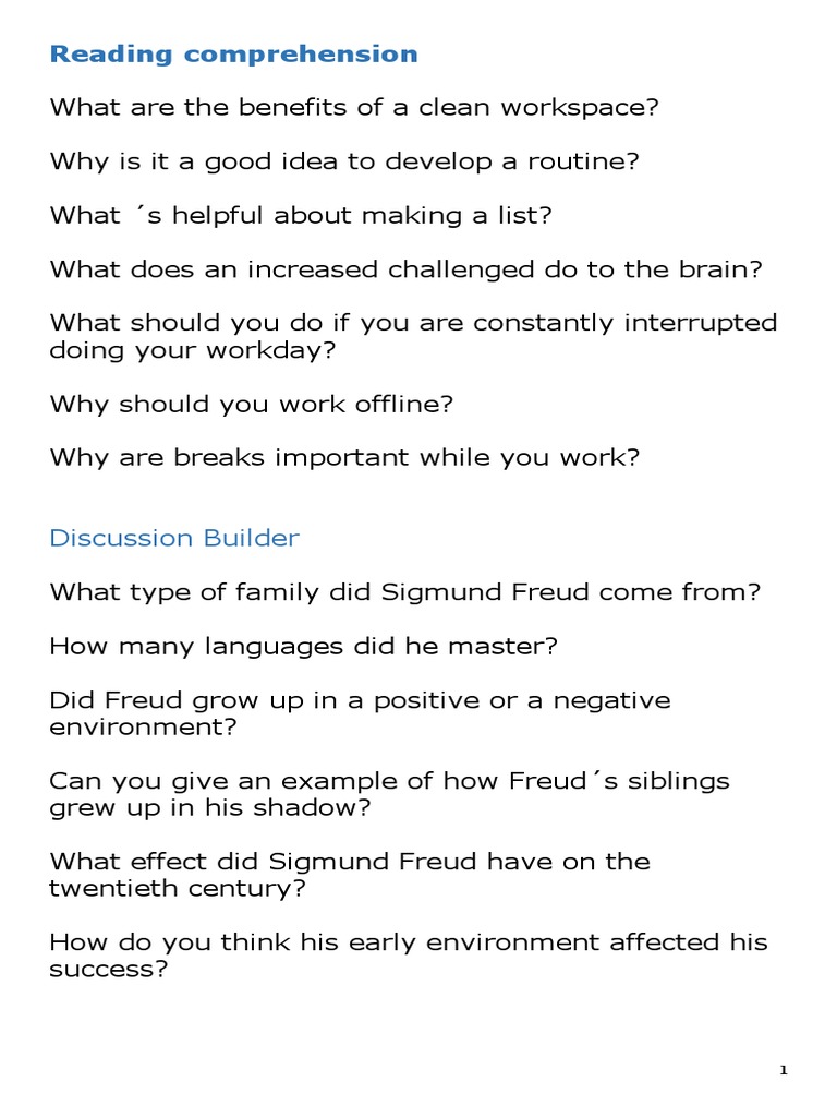 Reading Comprehension: Discussion Builder | PDF